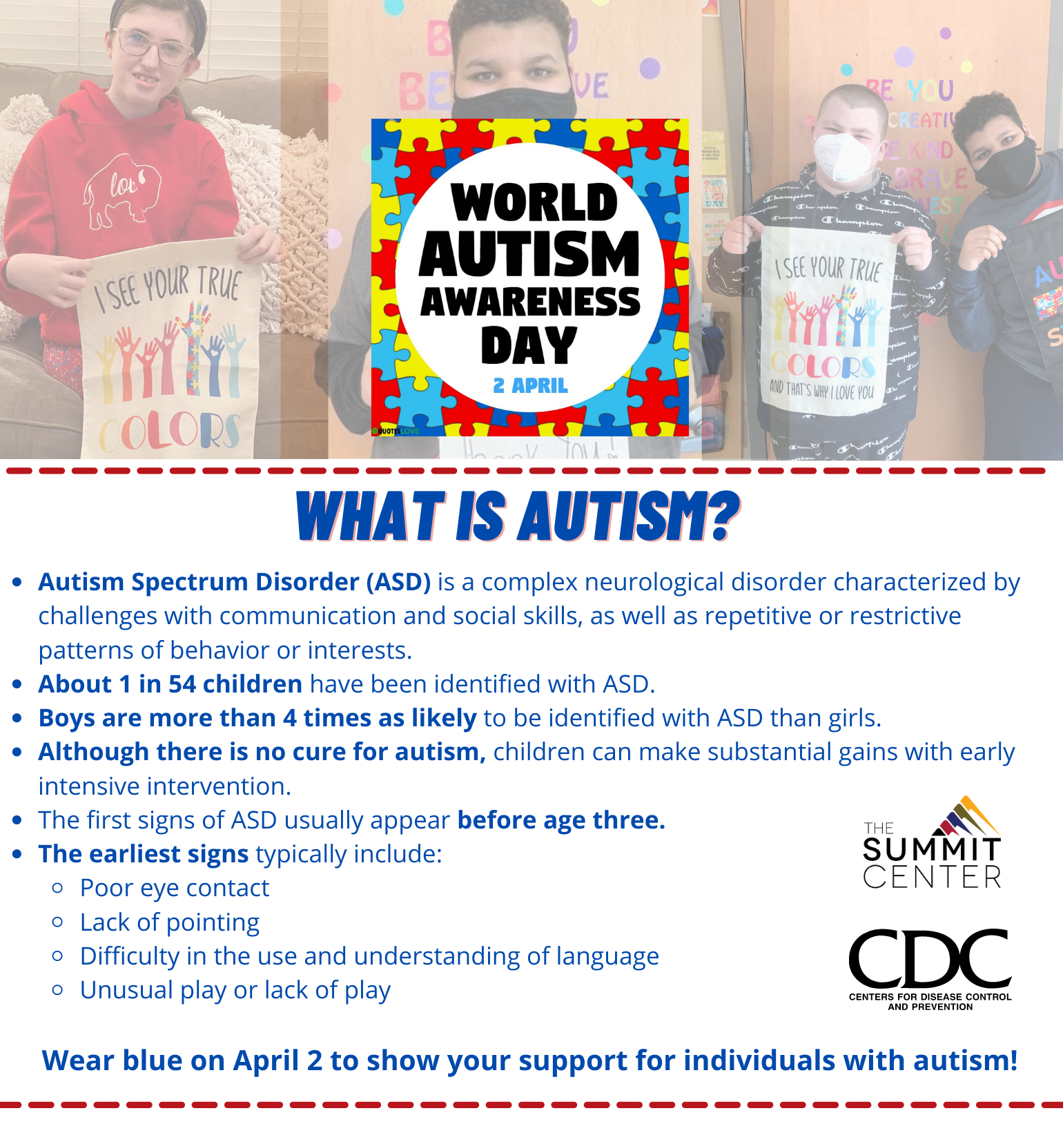 Summit is Celebrating Autism Awareness Day - The Summit Center